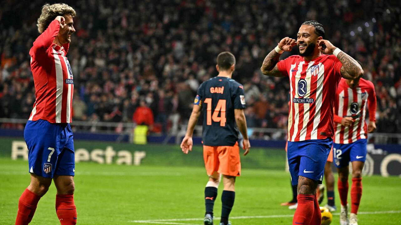 Memphis scoort opnieuw bij zege Atlético Madrid, PSG geeft 2-0-voorsprong weg | Voetbal | NU.nl