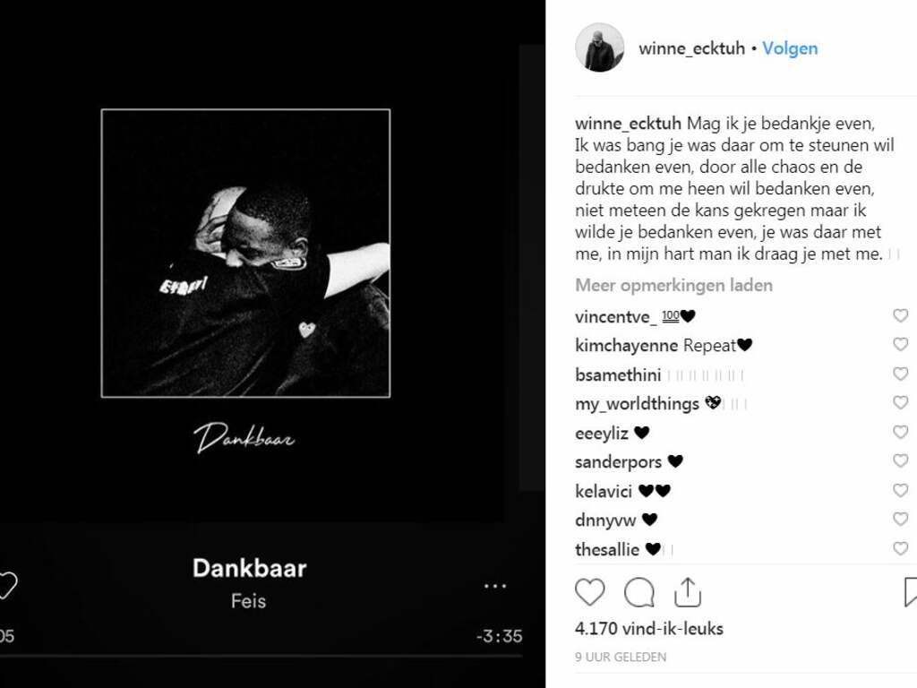 Winne brengt nummer Dankbaar met overleden rapper Feis uit | Muziek | NU.nl