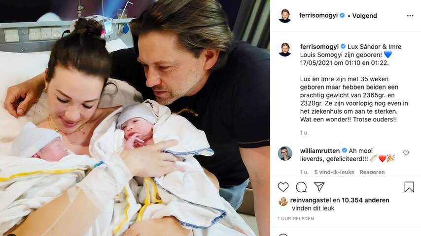 Ferri Somogyi en zijn partner Noëlle ouders geworden van een tweeling ...