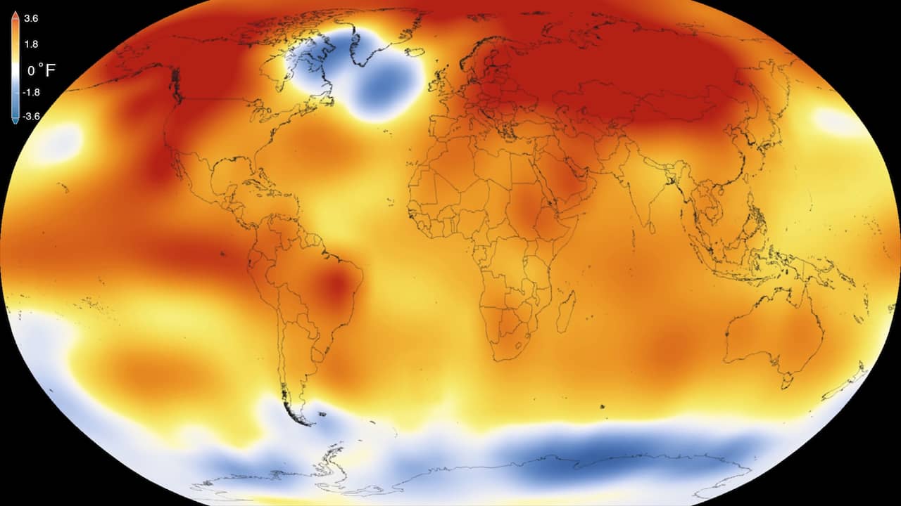 Animatie NASA laat opwarming aarde zien | NU.nl