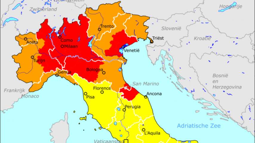 Ministerie past reisadvies voor delen Noord-Italië aan naar code rood ...