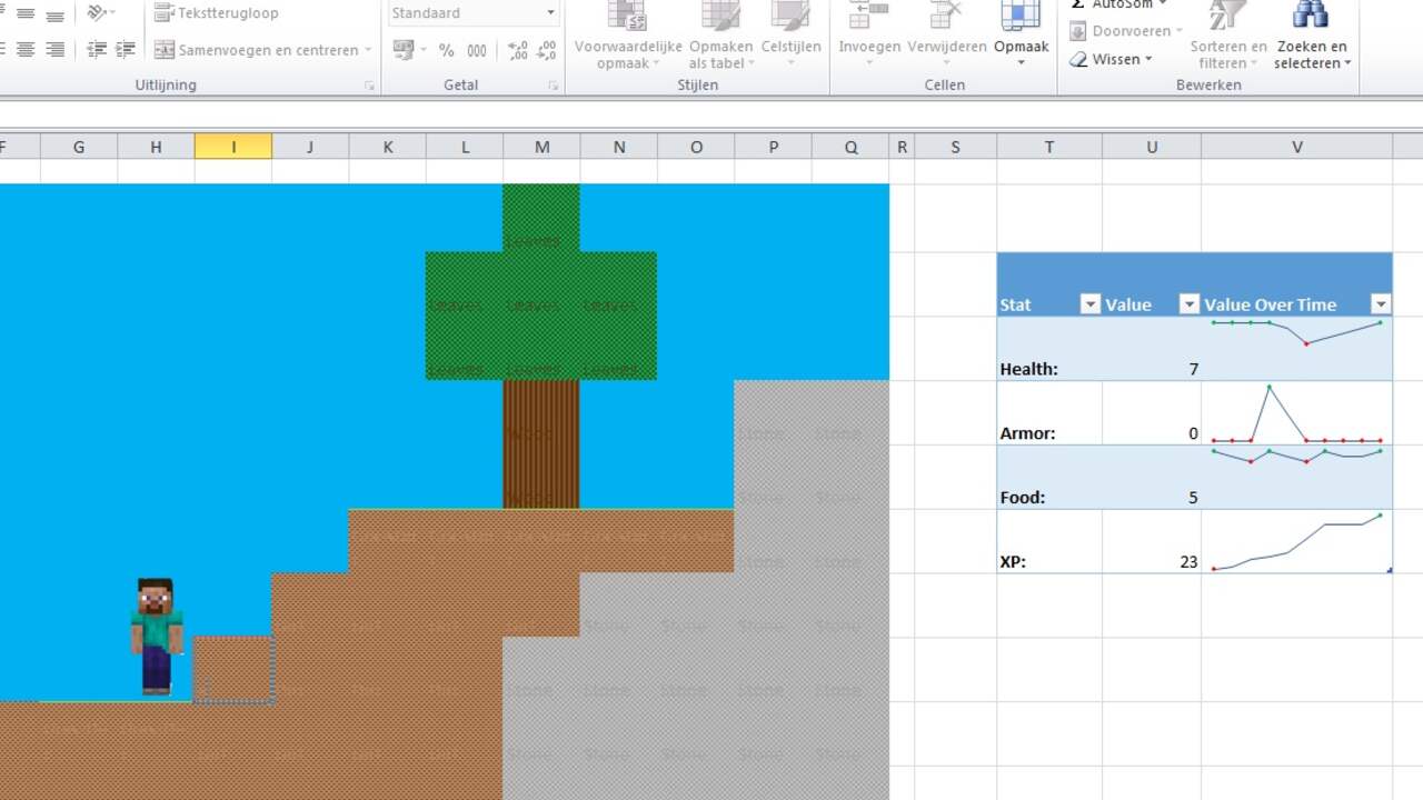Hobbyist maakt Excel-versie van Minecraft | Games | NU.nl