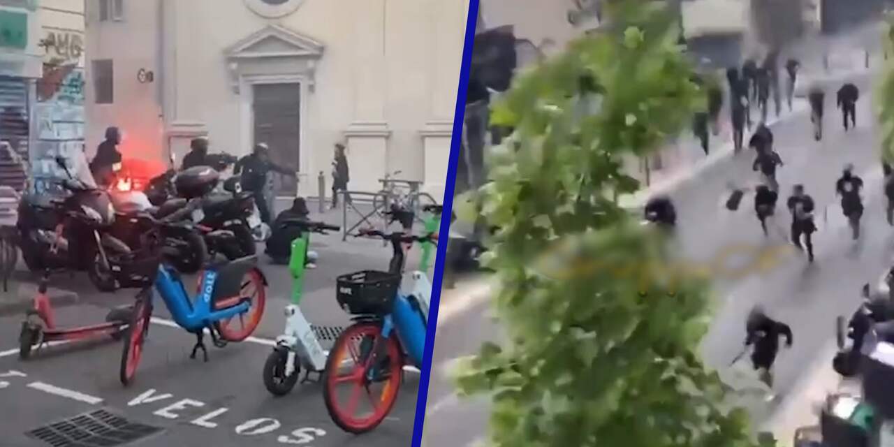 Gemist: Fans van Feyenoord en Marseille rellen in centrum Marseille