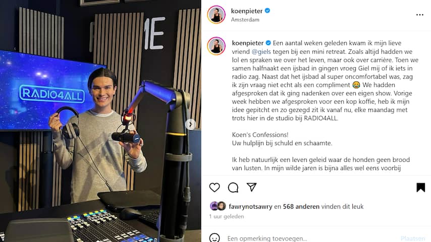 Koen Pieter van Dijk krijgt wekelijks programma op radiozender van Giel ...